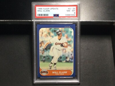 1986 Fleer Update #U-25 Will Clark Rookie Baseball Card PSA 8 Near Mint ...
