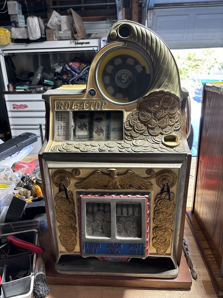 Watling Rol-A-Top Twin Jackpot Nickel Slot Machine Antique Authentic ...