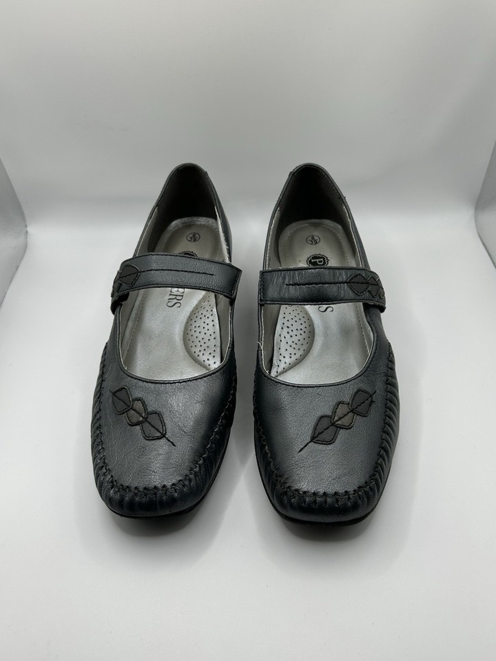 Pavers Basan Women's Grey Casual Mary Jane Comfort Shoes Ladies Size UK ...