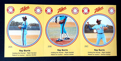 RAY BURRIS 1982 ZELLERS MONTREAL EXPOS UNCUT PANEL OF THREE CARDS NM+ ...