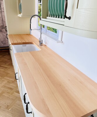FULL STAVE PRIME BEECH KITCHEN WORKTOP SOLID, TIMBER, REAL WOOD WORKTOPS, TABLES | eBay UK
