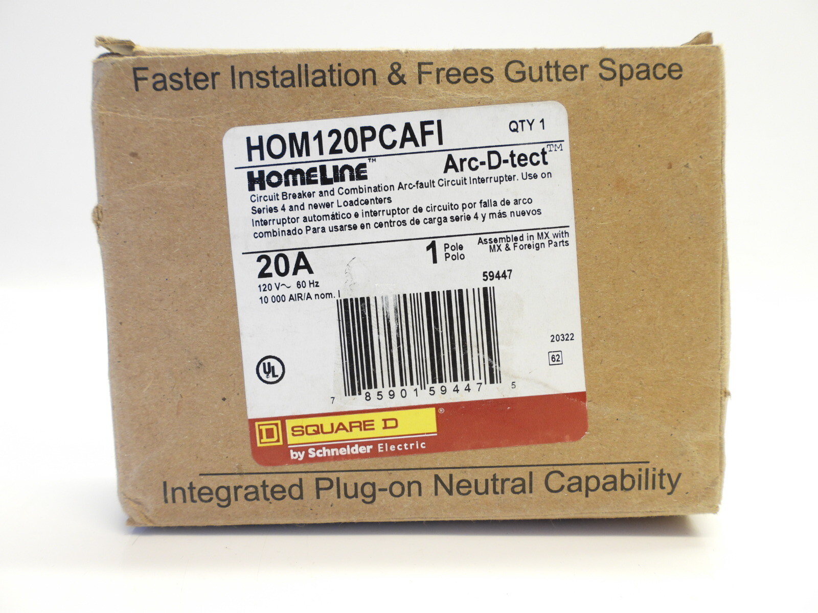 NEW Square D HOM120PCAFI 20A 1 Pole Circuit Breaker Arc Fault | eBay