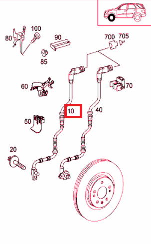 NEW GENUINE MERCEDES BENZ W164 FRONT BRAKE WEAR INDICATOR O/S RIGHT ...