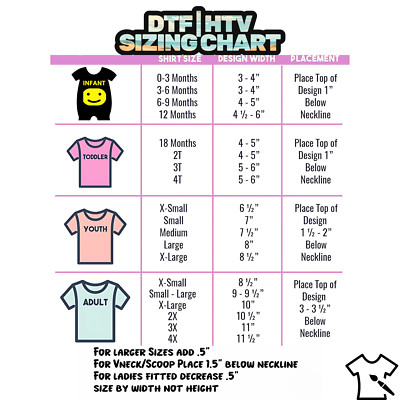 Laminated T-Shirt Size Placement Chart for shirt-makers (Set of 2) | eBay