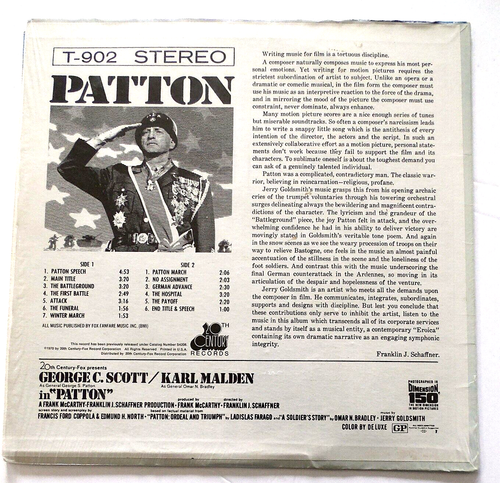 Patton - Original Motion Picture Soundtrack - Jerry Goldsmith - Vinyl ...
