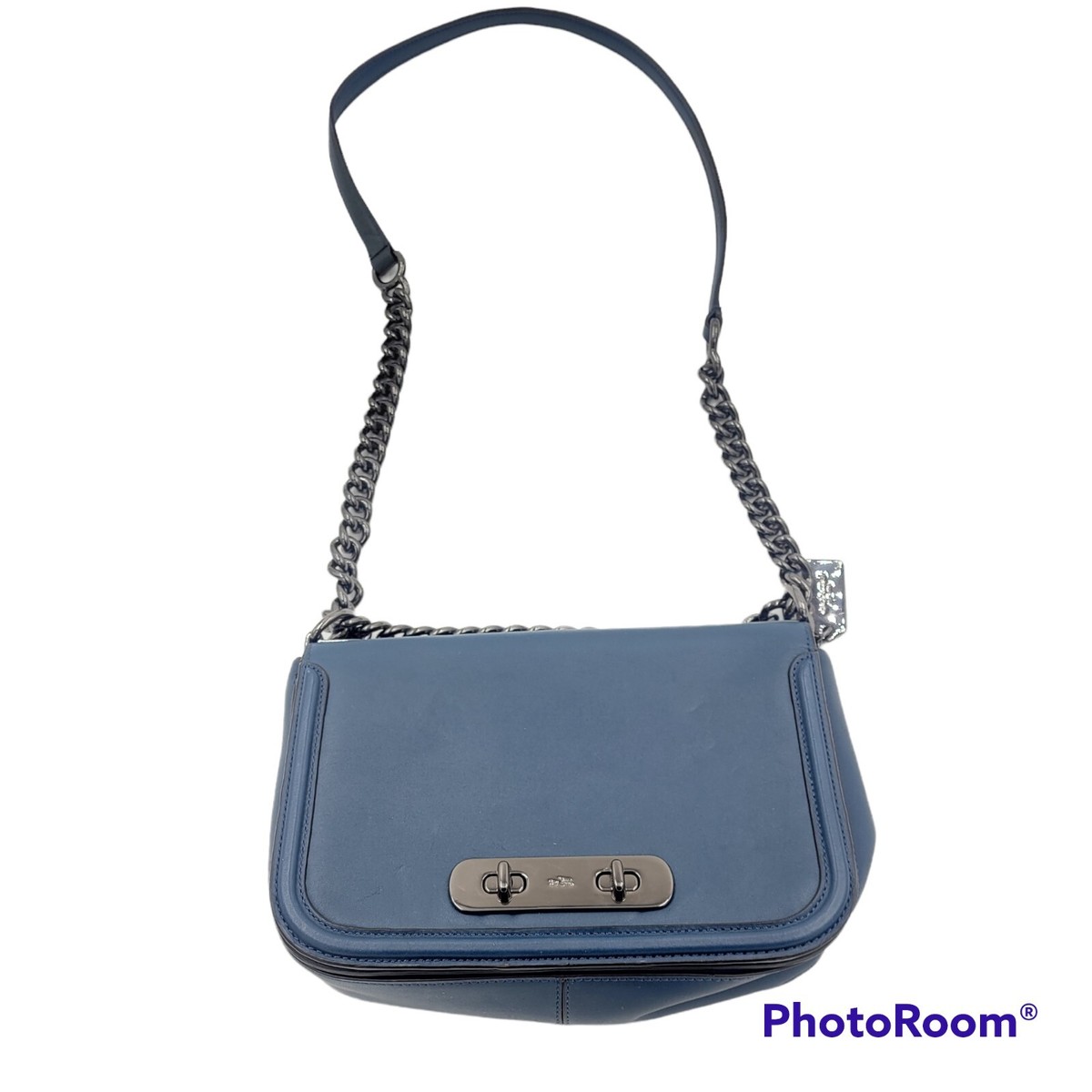 Coach Swagger Large Glove Leather Shoulder Bag DK/ Blue Coach Swagger Large Glove Leather Shoulder Bag DK/ Blue