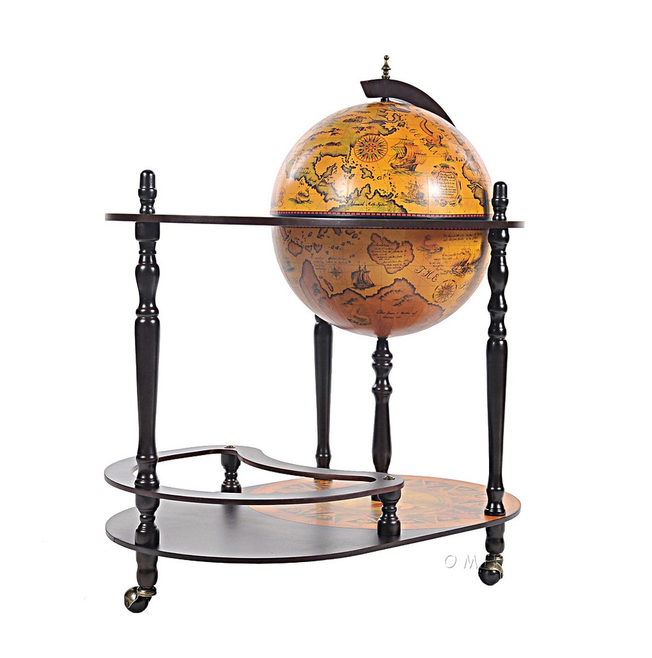 Old World Style Globe Bar Trolley Wooden Hidden Home Pub Nautical Wine ...