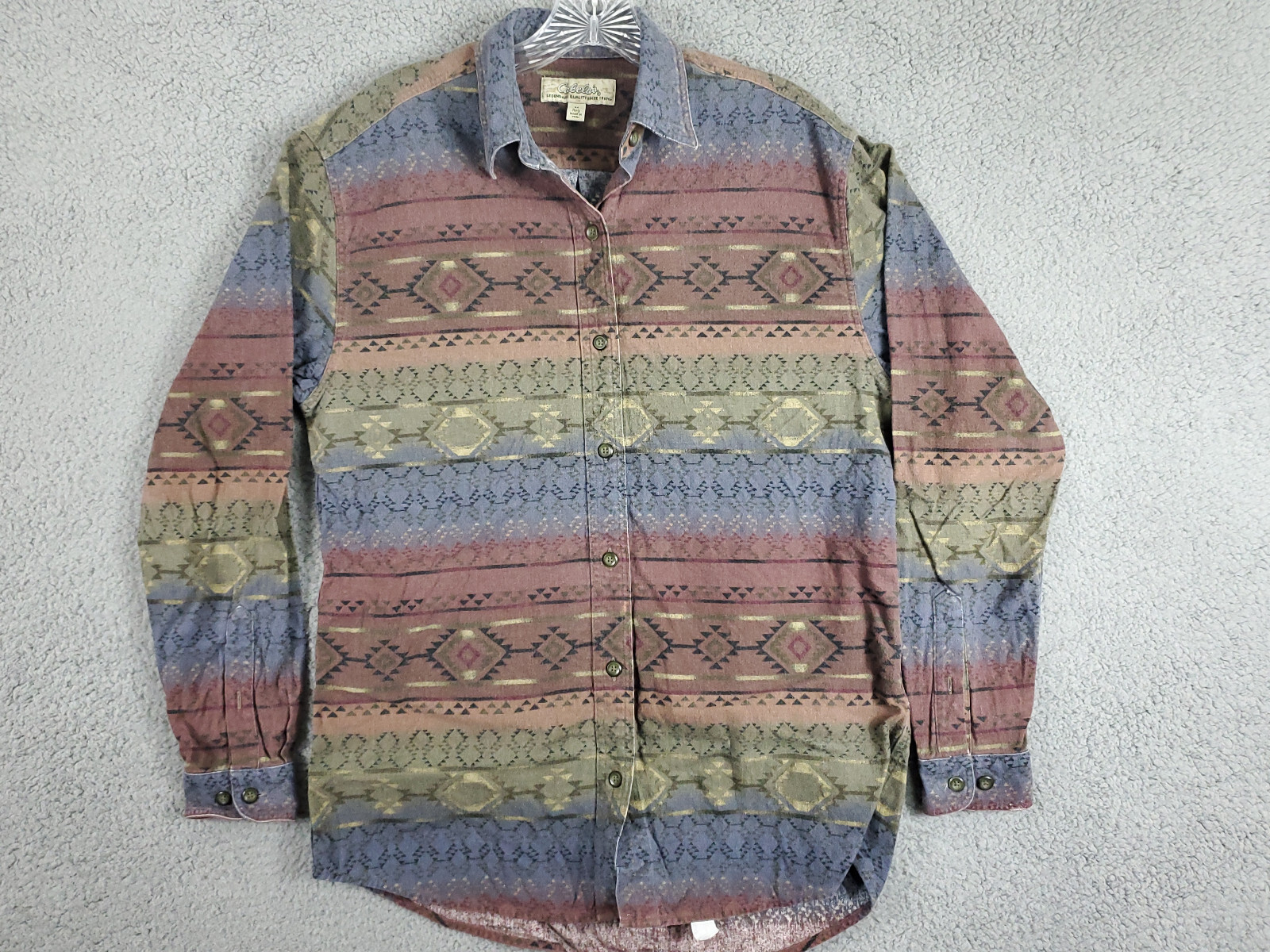Vintage Cabelas Aztec Print Flannel Shirt Womens M Lo… - Gem