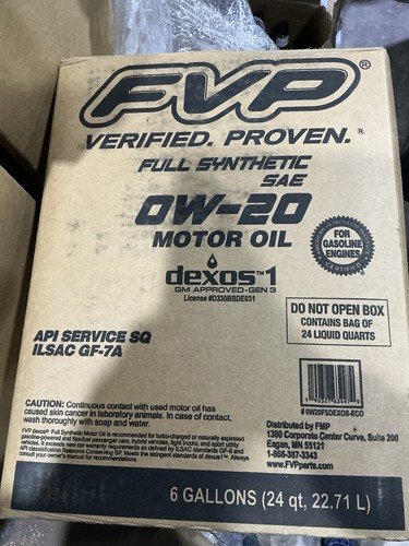 FVP 0W-20 Full Synthetic Motor Oil 6 Gallon Bag | eBay