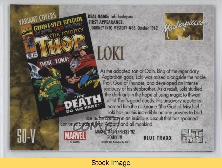 2024 Upper Deck Marvel Masterpieces '92 Variant Cover Blue Traxx Loki ...