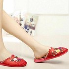 Women Chinese Mesh Floral Slippers Slides Slip On Flats Flip Flop ...