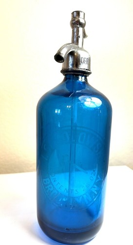 Vintage I. Sokolowsky Blue Glass 26 Oz Seltzer Bottle -Czechoslovakia ...