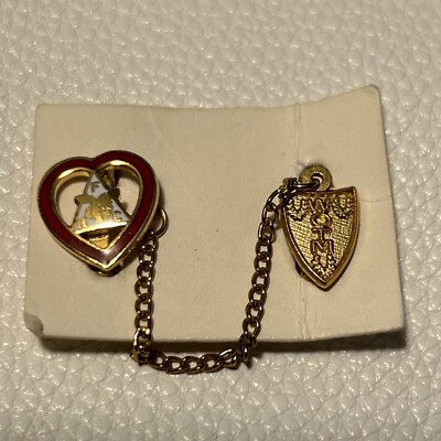 WOTM WOMEN Of The MOOSE ENAMEL HEART FHC FAITH HOPE CHARITY CHAIN PIN ...