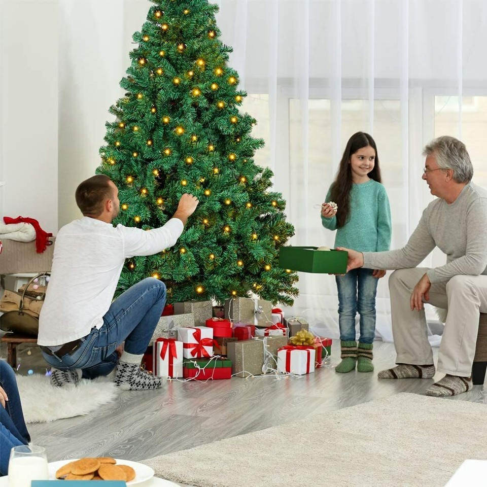 4/5/6/7Ft Large Artificial Christmas Tree With LED Lights Realistic ...