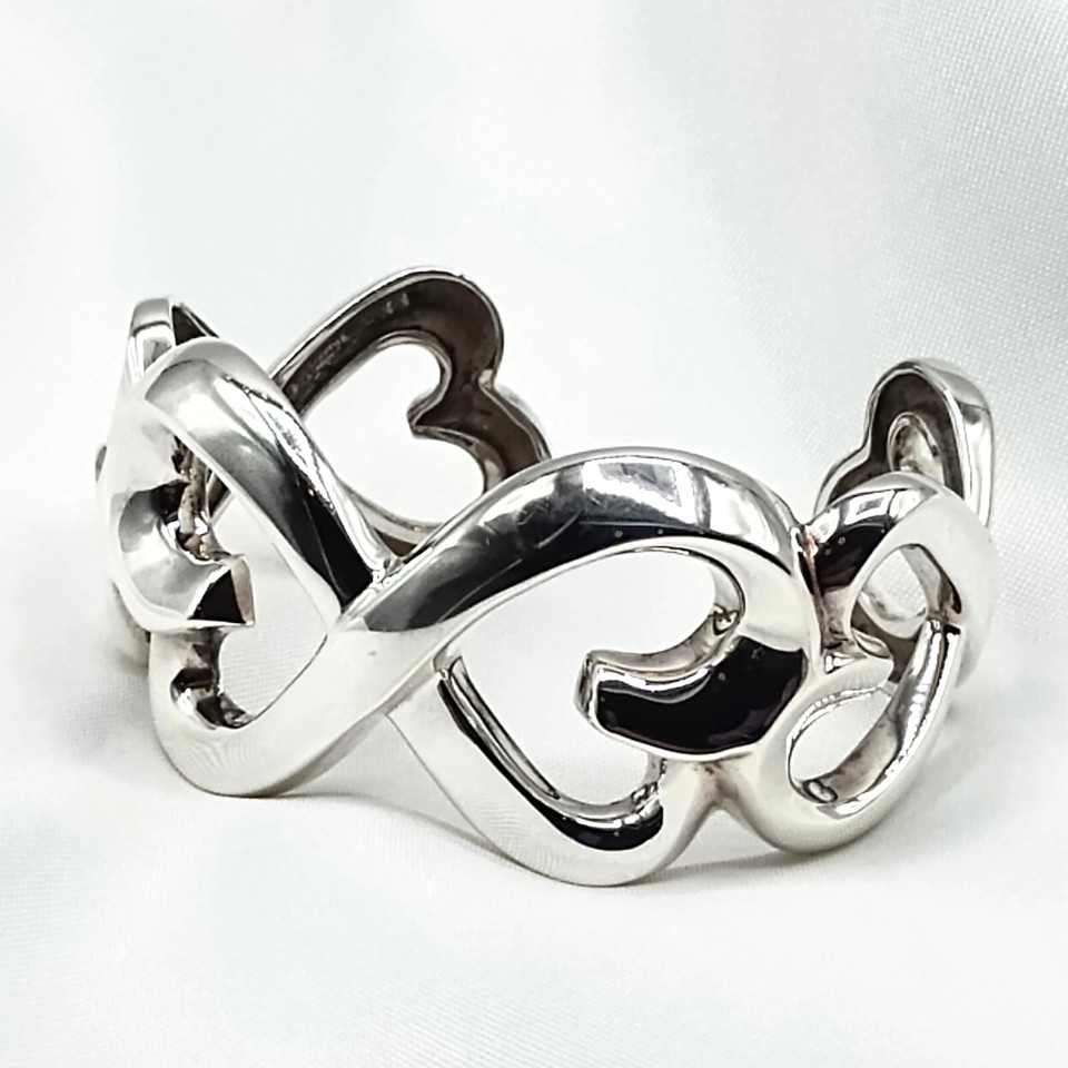 Tiffany & Co. Paloma Picasso Loving Hearts Bangle Cuff Sterling Silver Bracelet | eBay
