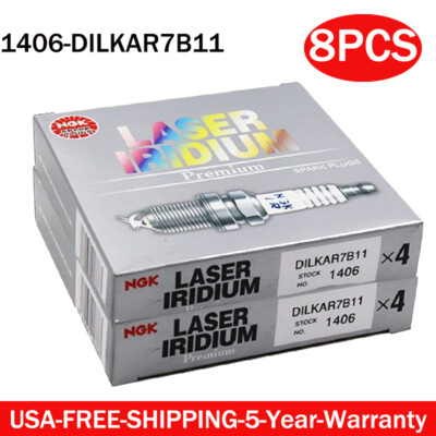 8PCS Spark Plugs Laser Iridium Resistor DILKAR7B11 /1406 Fit for ...