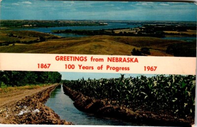 Chrome Postcard Banner Nebraska NE Centennial 100 Years of Progress ...