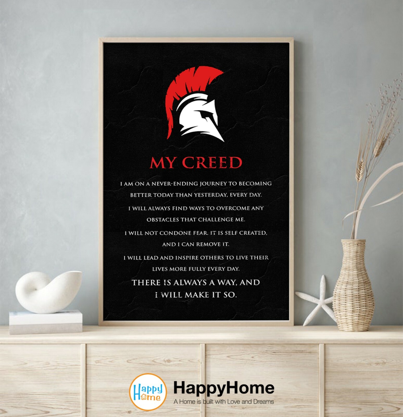 Spartan Poster Motivational Inspiration Quotes Wall Art My Creed Canvas ...