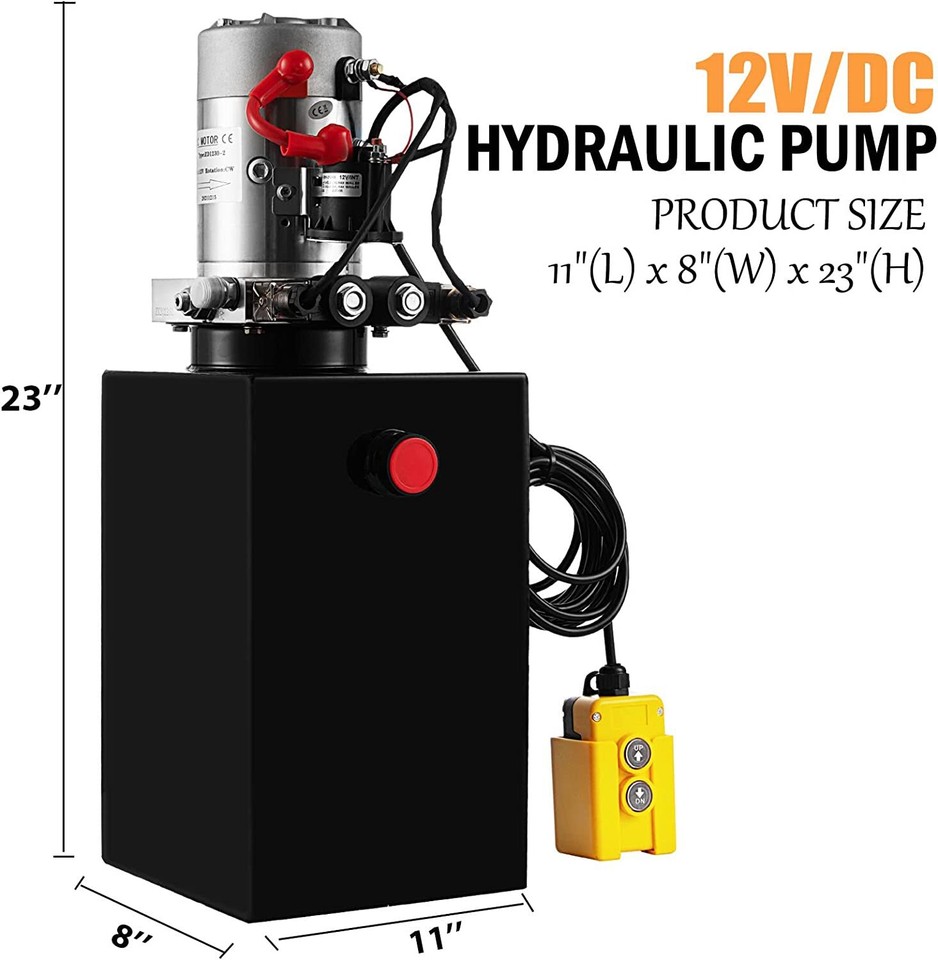 20 Quart Double Acting Hydraulic Pump Dump Trailer DC 12V Power Unit ...