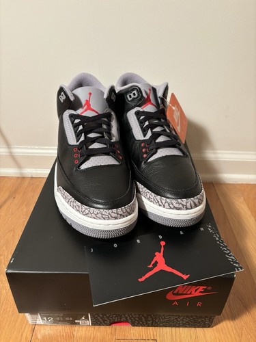 Size 12 - Air Jordan 3 Retro OG 2024 Black Cement SHOCK DROP | eBay