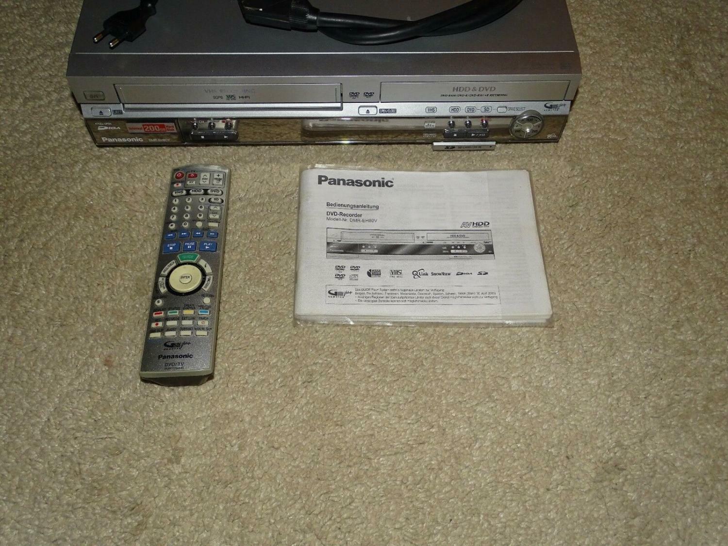 Panasonic DMR-EH80V DVD- / VHS- / HDD-Recorder, 200GB, BDA&FB, 2J ...