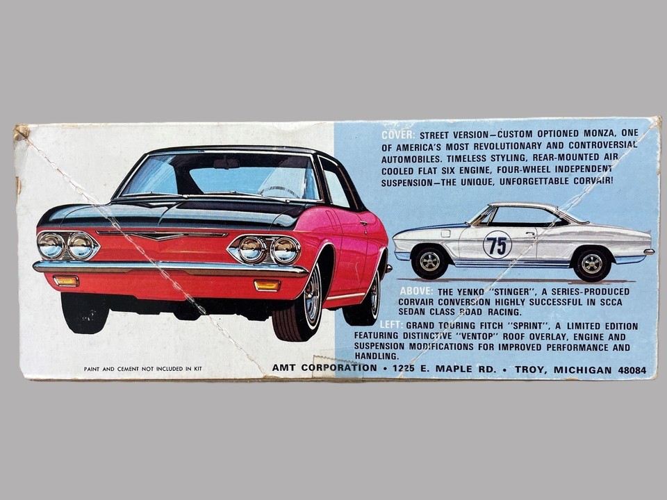 CORVAIR MONZA Vintage 1972 AMT Plastic Model Kit #T374-225 1/25 NOS ...