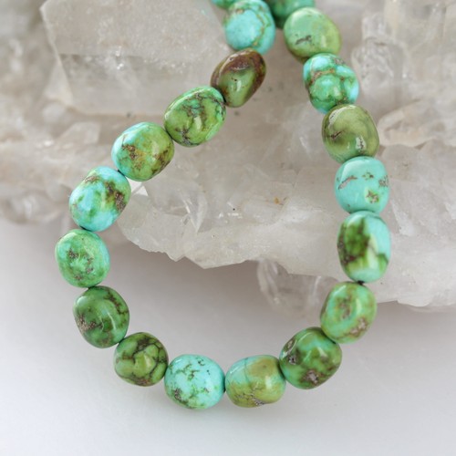 AAA Sonoran Gold Turquoise Beads Lime Green Blue Semi Round 8.5x10mm 8 ...