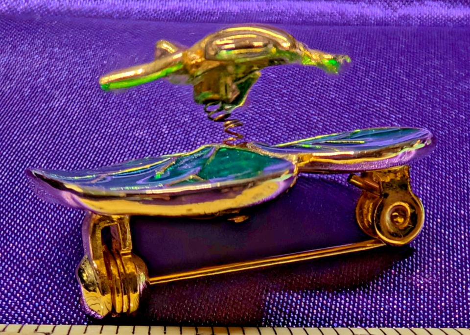 Gold Tone Spring Shaking Green Red Jewel Frog Pin | eBay