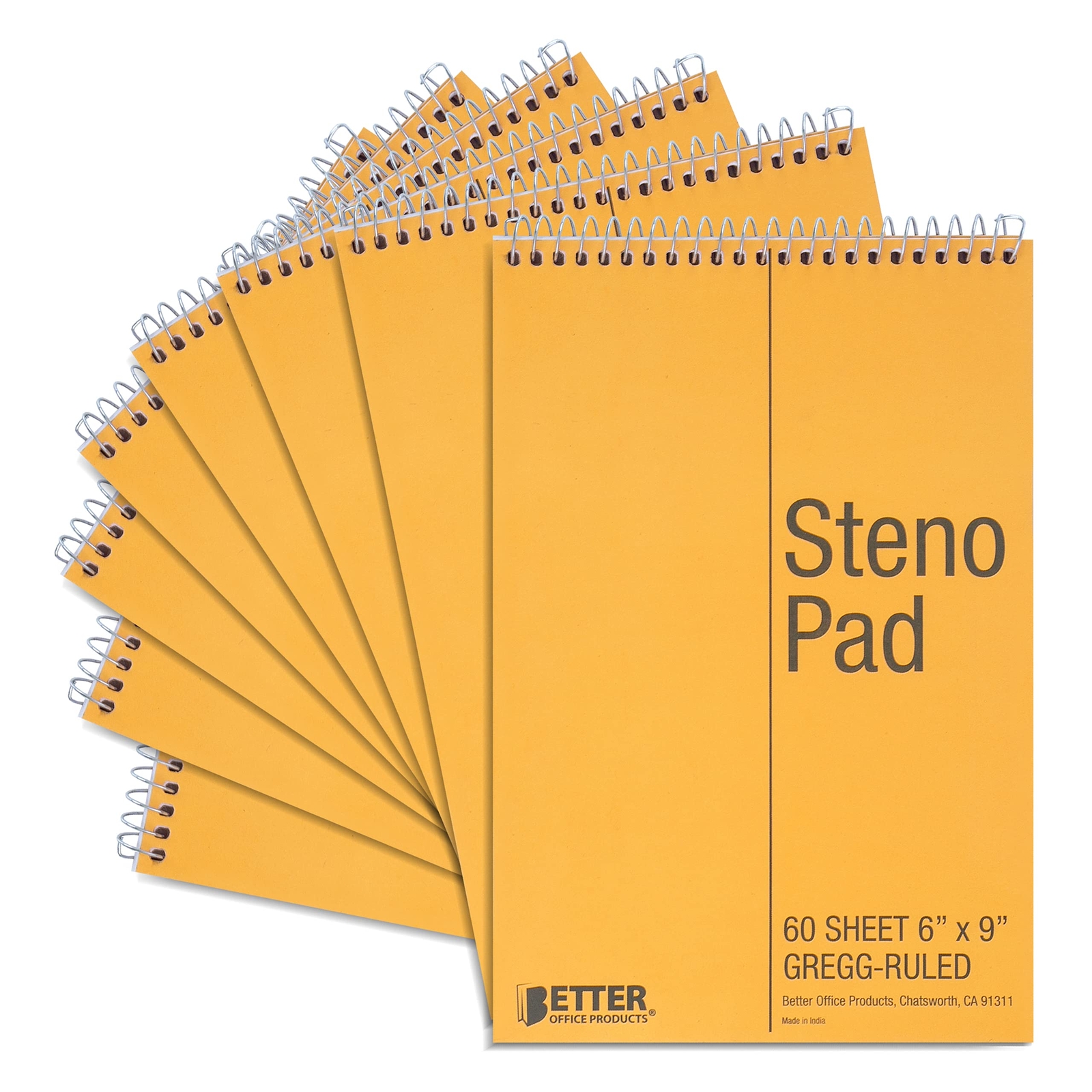 Better Office Products Spiral Steno Pads 8 Pack 6 x 9 inches 60 Sheets ...
