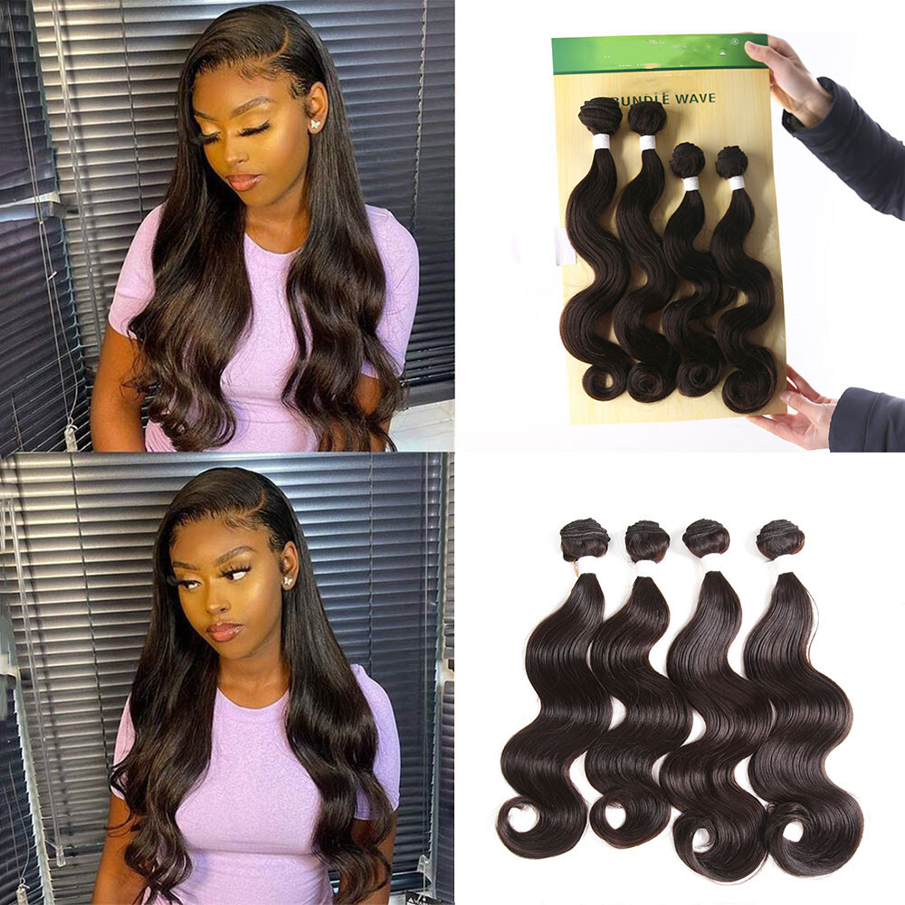 Body Wave Hair Weaves Synthetic Hair 4 Bundles High Temperature ...