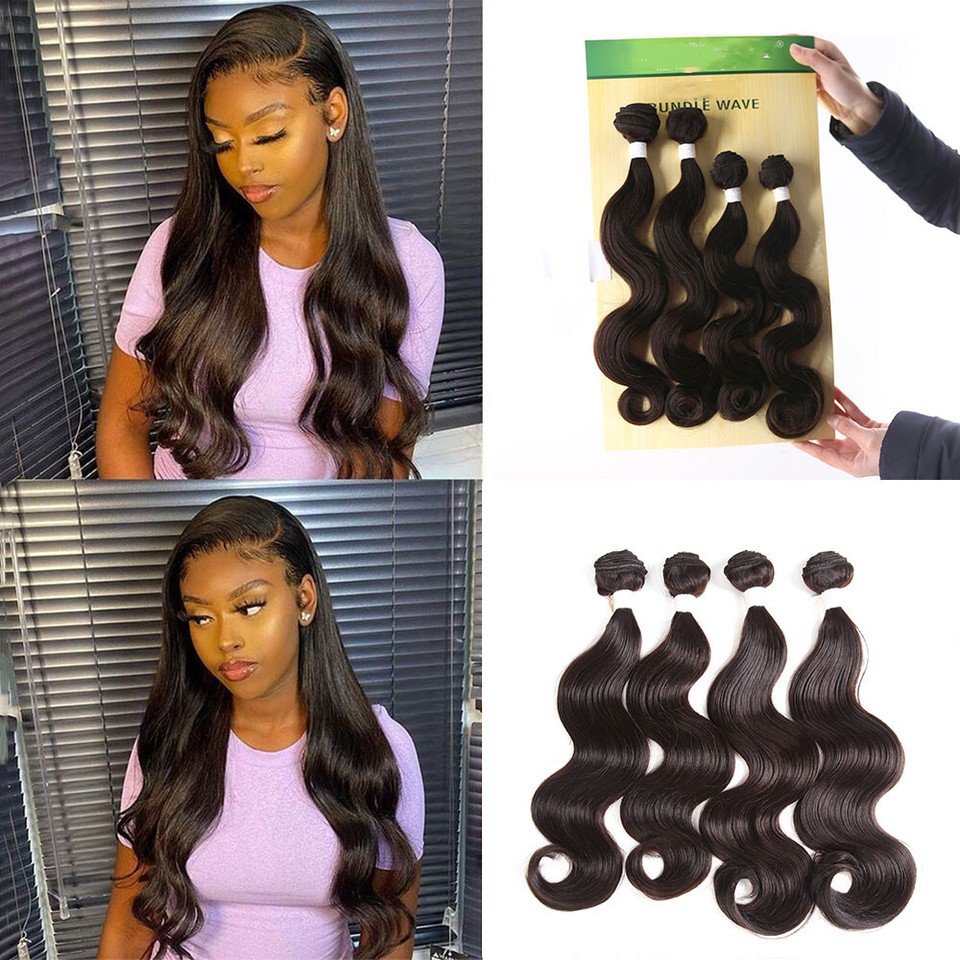 Body Wave Hair Weaves Synthetic Hair 4 Bundles High Temperature ...