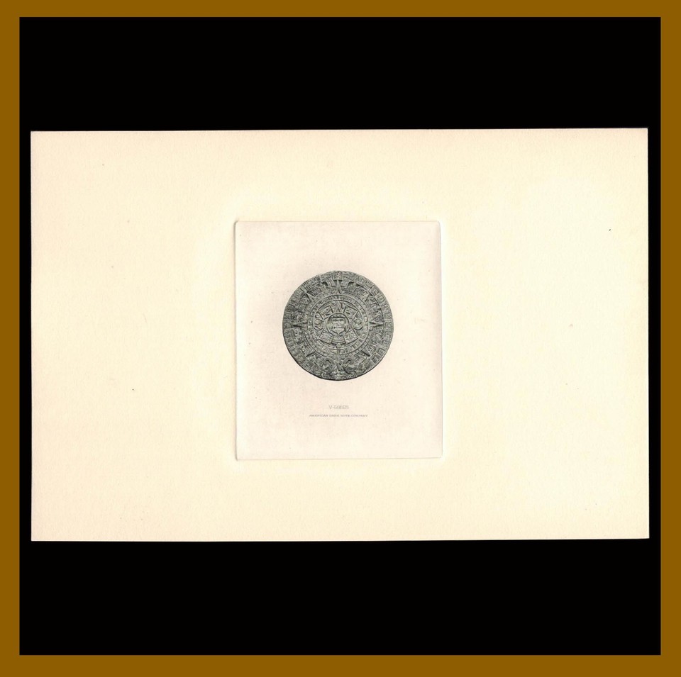 Mexico Vignette ABNC (American Bank Note Company) Print (Aztec Calendar ...