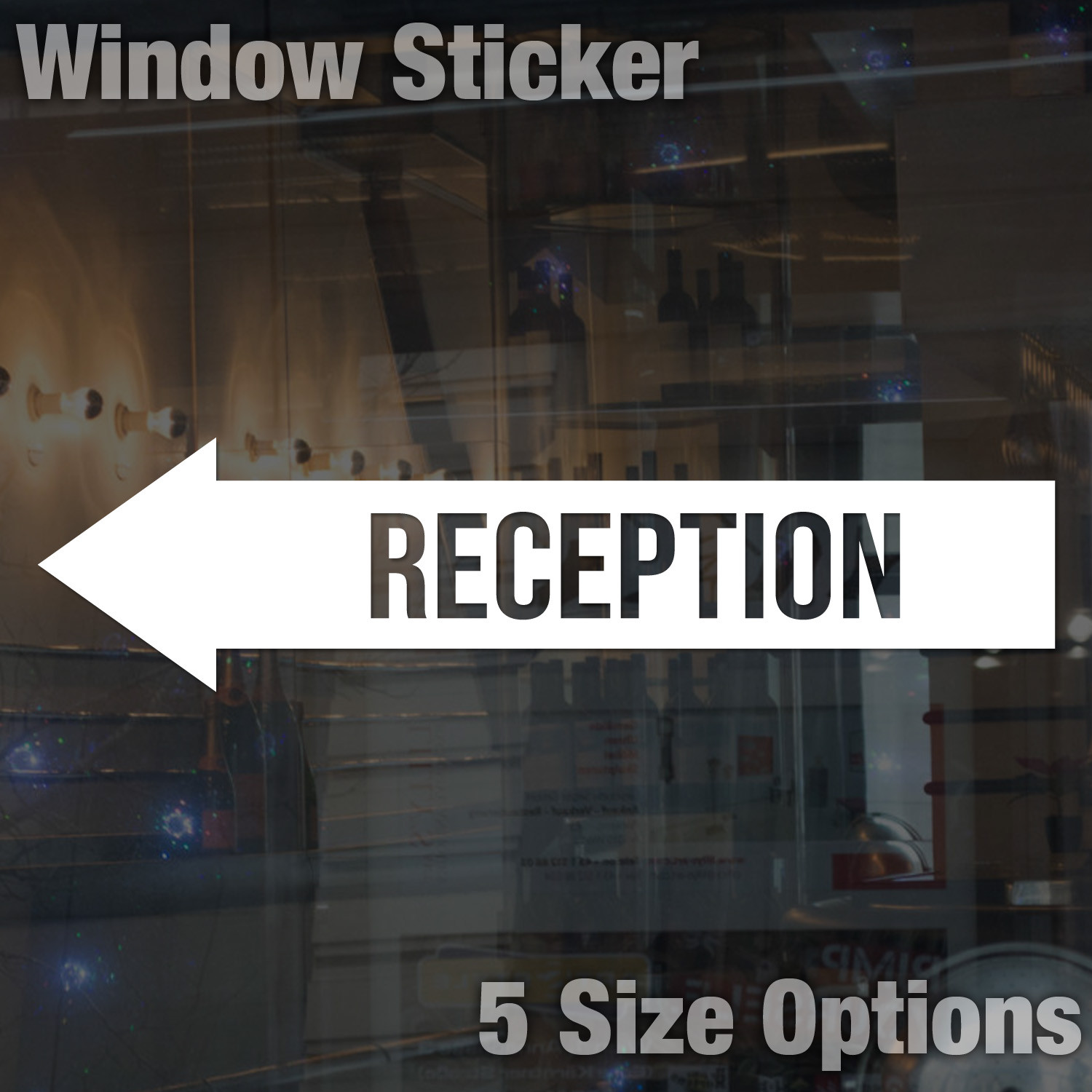 Reception Arrow Sticker White Vinyl Window Door Decal - Size Options ...