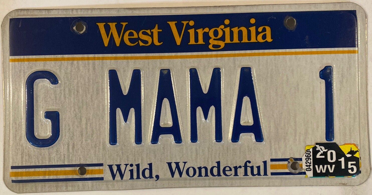 Vanity G MAMA GRANDMA GRANDMOTHER #1 license plate Granny Nanna Grannie ...