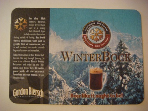 Beer Pub Bar COASTER ~ ~ GORDON BIERSCH Brewing Company & Restaurant ...
