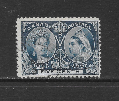CANADA SCOTT 54 USED FINE - 1897 5c DEEP BLUE- JUBILEE ISSUE | eBay