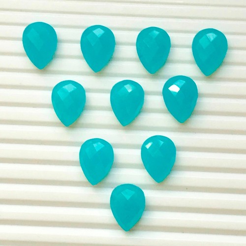 Pierre précieuse calcédoine bleue naturelle 12 x 24 mm - paire de ...