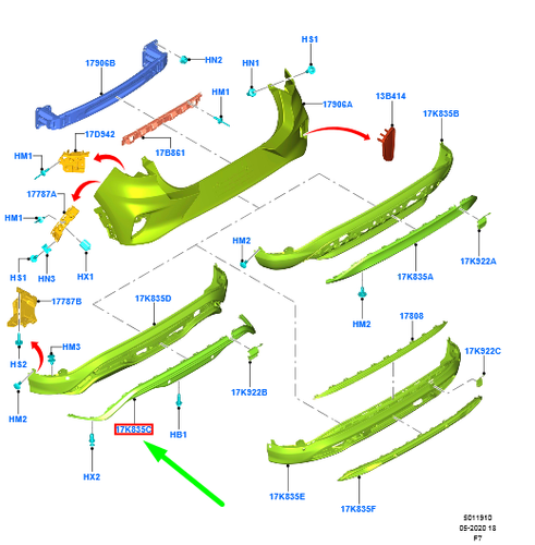 FORD PUMA MK2 Rear Bumper Cover 2419612 L1TB-17D781-C2C NEW GENUINE ...