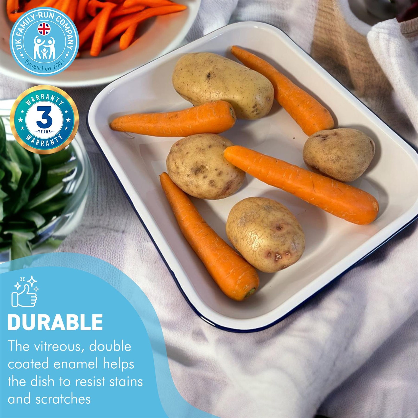 CLASSIC BLUE and WHITE ENAMEL BAKING TRAY| Enamelware | Ovenware ...