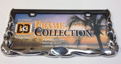 3 D FIRE FLAMES TRIBAL BLACK CHROME METAL AUTO CAR LICENSE PLATE FRAME ...