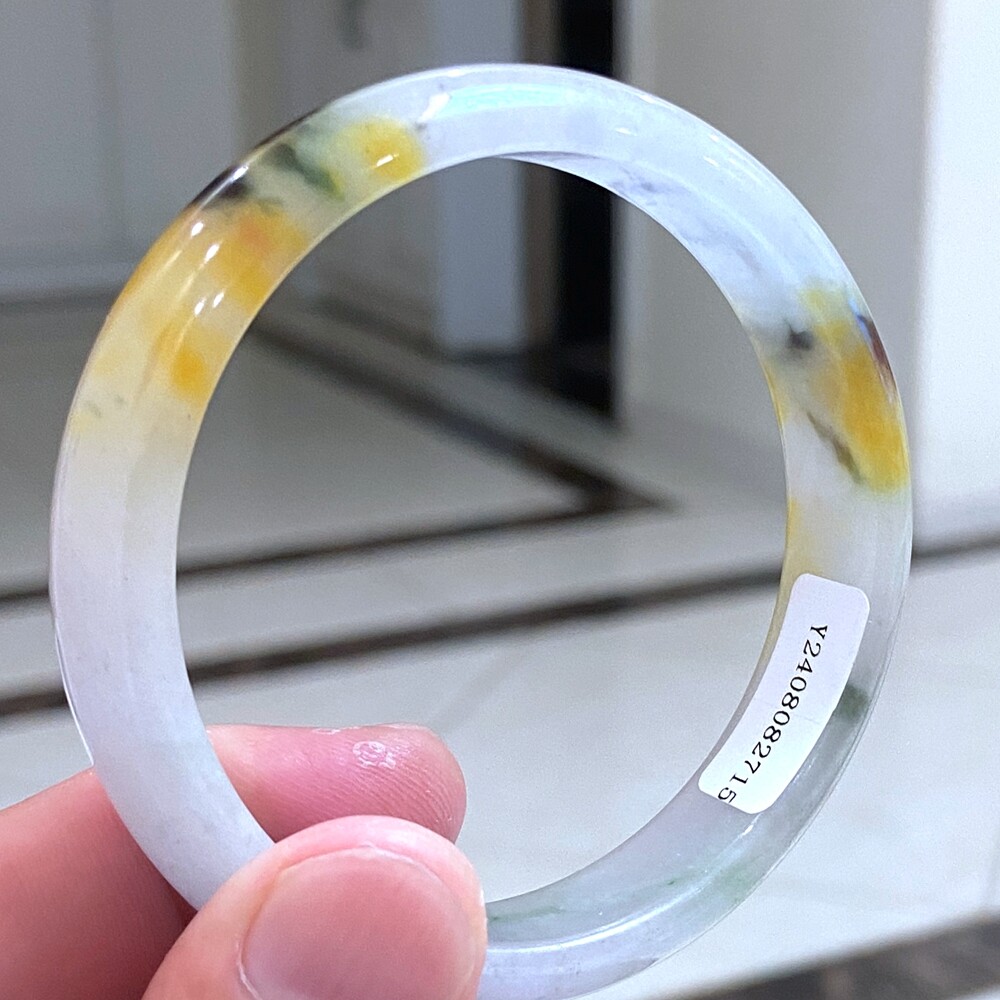 Certified Grade A Multicolor 57mm Natural Burma Jade jadeite Bangle ...