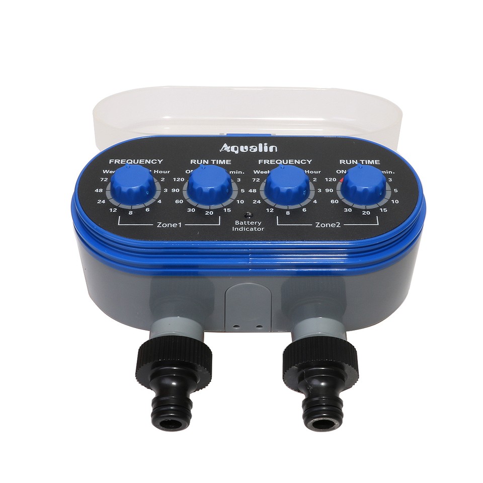 Two Outlet Ball Valve Electronic Hose Water Tap Timer Garden Irrigation ...