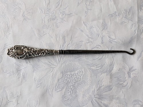 Antique 1901 MJJ Birmingham Sterling Silver Button Hook Sewing Mum Nan ...