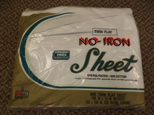 Vtg NEW NIP Kmart Snow White No-Iron 50/50 Twin Flat Sheet 66x104 130 ...