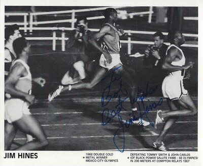 Jim Hines Autographed Signed 8x10 Photo - Olympic Gold Medal NFL ...