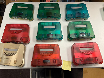 9 Colored N64 Nintendo 64 Systems Consoles Tested & Working Gold Teal ...