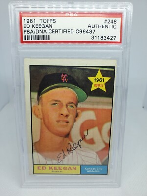 Ed Keegan Kansas City Athletics 1961 Topps Signed Baseball Card #248 ...