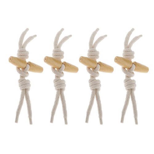 Pack of 4 Wooden Toggle Buttons Horn Shape Two Holes with Rope for ...