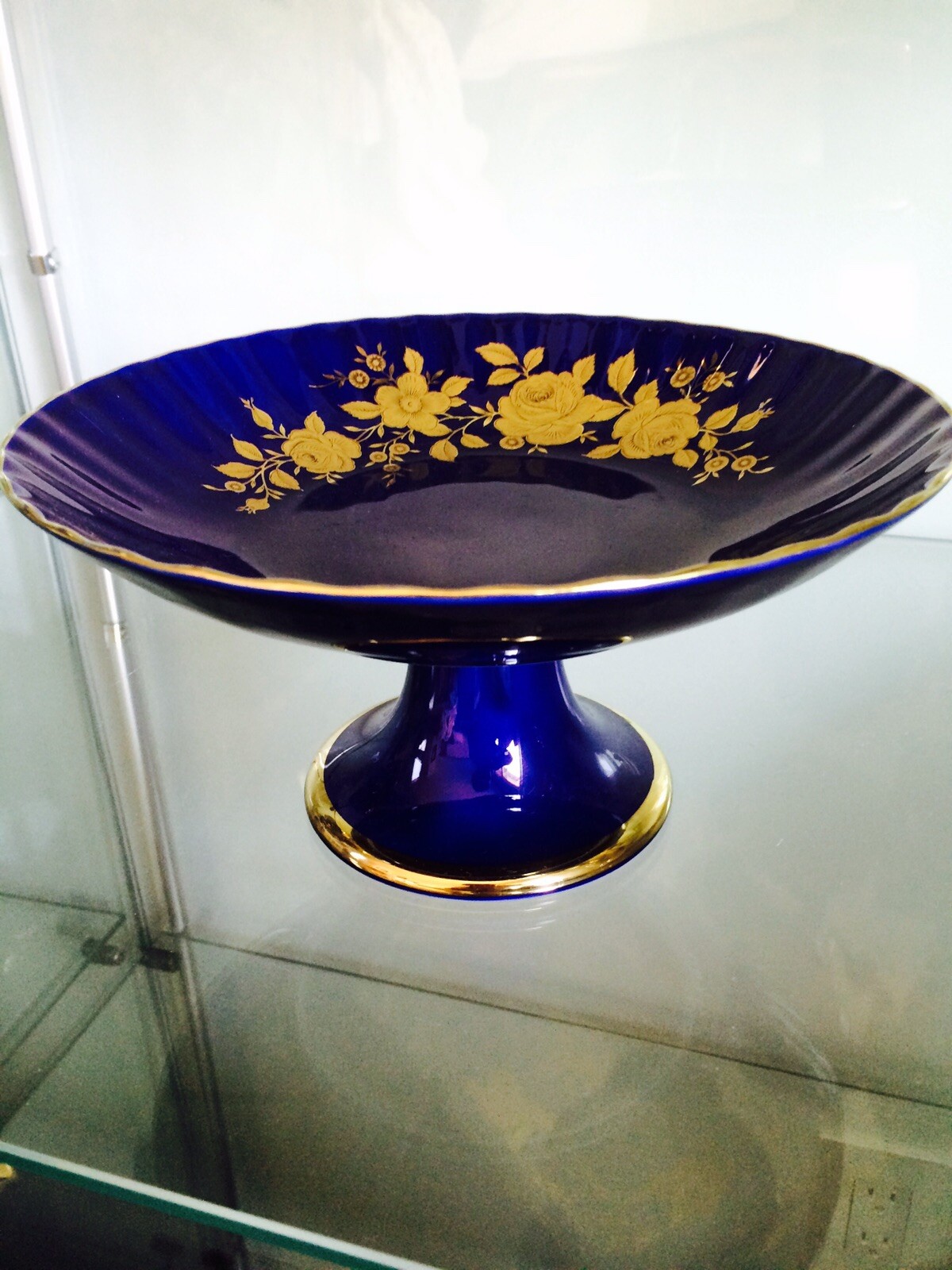 Echt Kobalt Wunsiedel Bavaria Porzellan 24K Gold Serving Plate on Stand ...