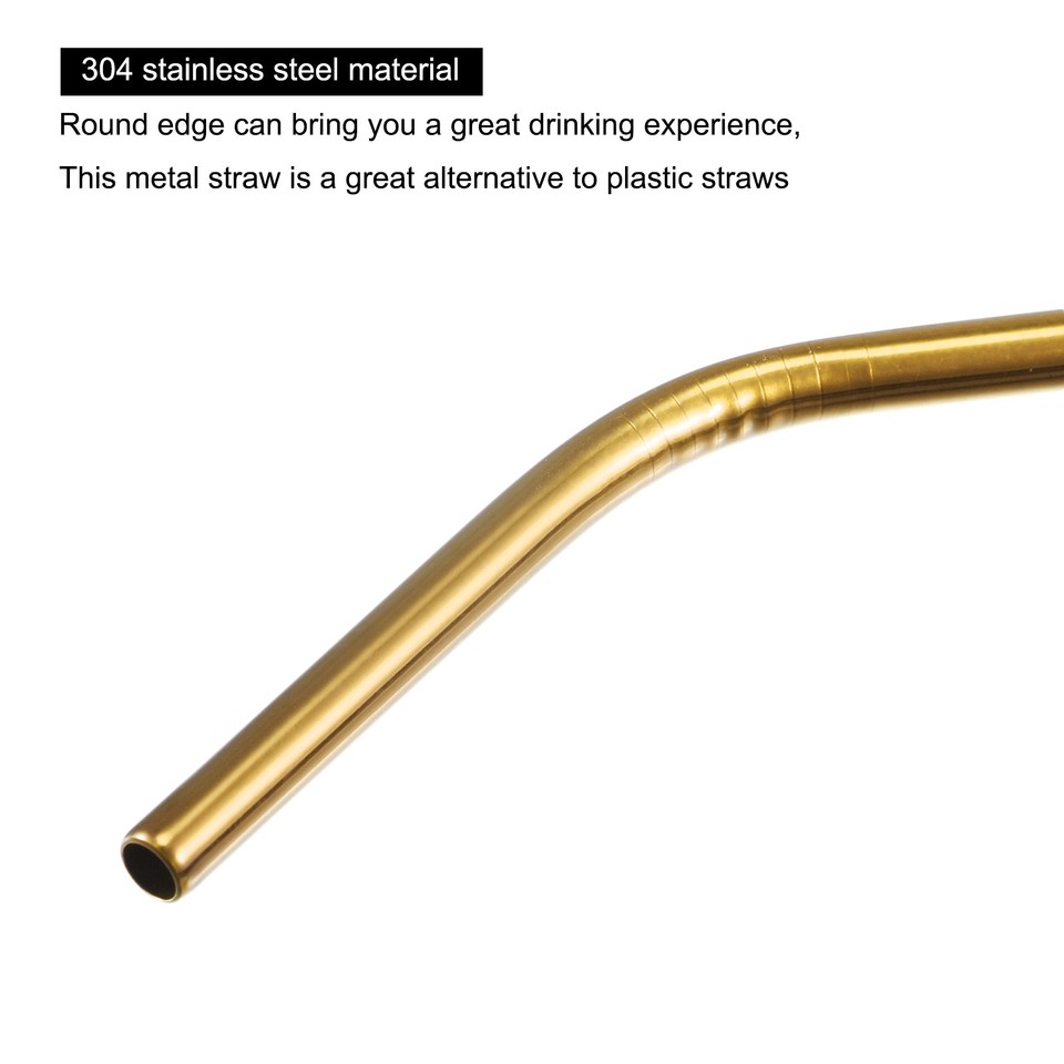 Reusable Metal Straws 4Pcs, Stainless Steel Bent Straw 10.5" Long ...